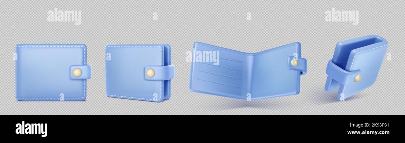 3d icon of blue wallet with pockets for money cash and bank cards ...