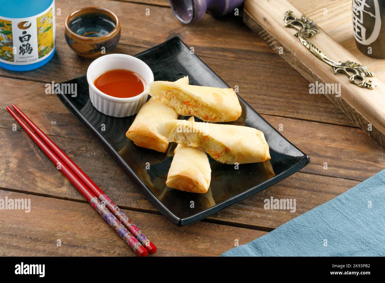 asian cuisine spring roll Stock Photo - Alamy