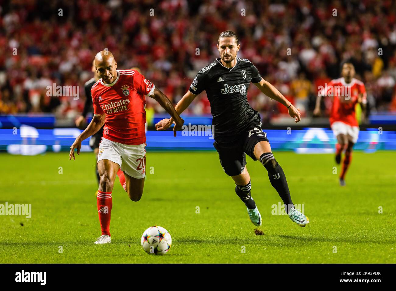 Lisbon, Portugal. 25th Oct, 2022. Joao Mario of SL Benfica (L) and ...
