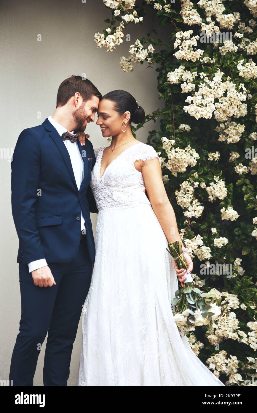 Were meant for each other. a happy newlywed young couple posing ...