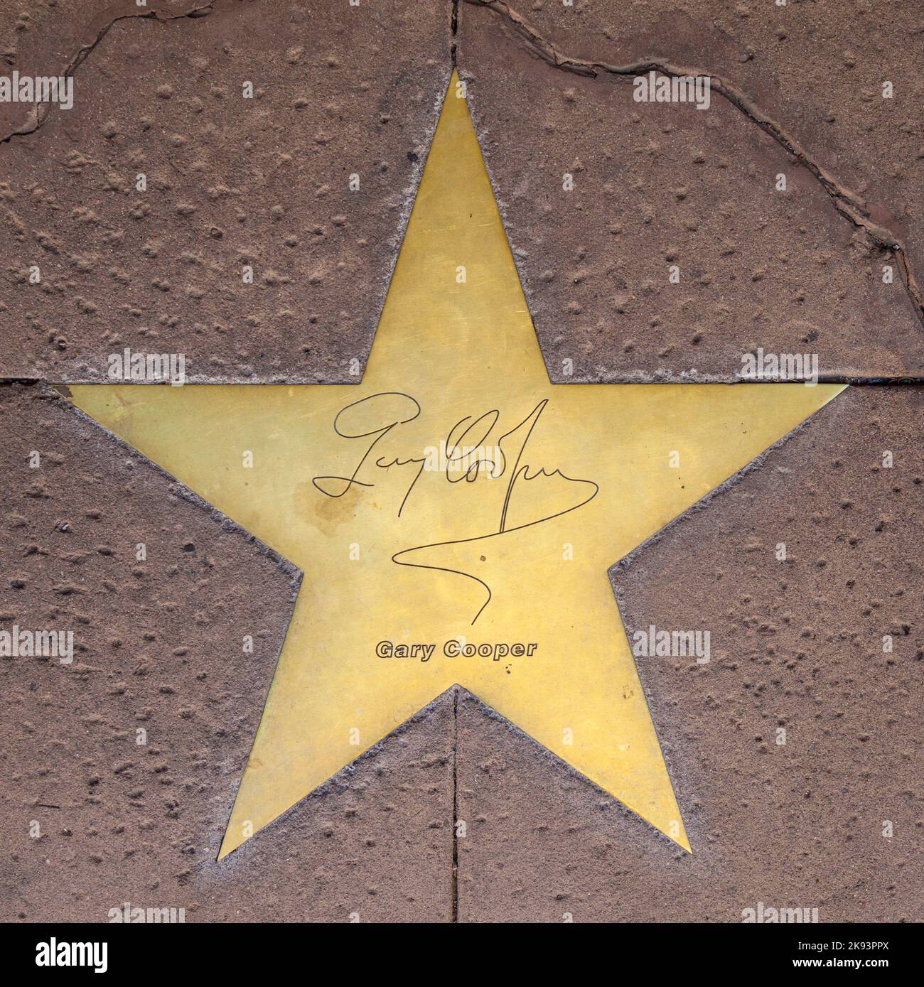 PHOENIX, USA - June 14: The name of Gary Cooper in copper reflect the ...