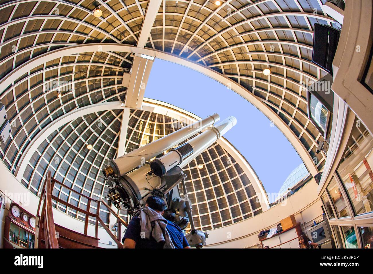 LOS ANGELES, USA - JUNE 24: Zeiss telescope at the Griffith observatory ...