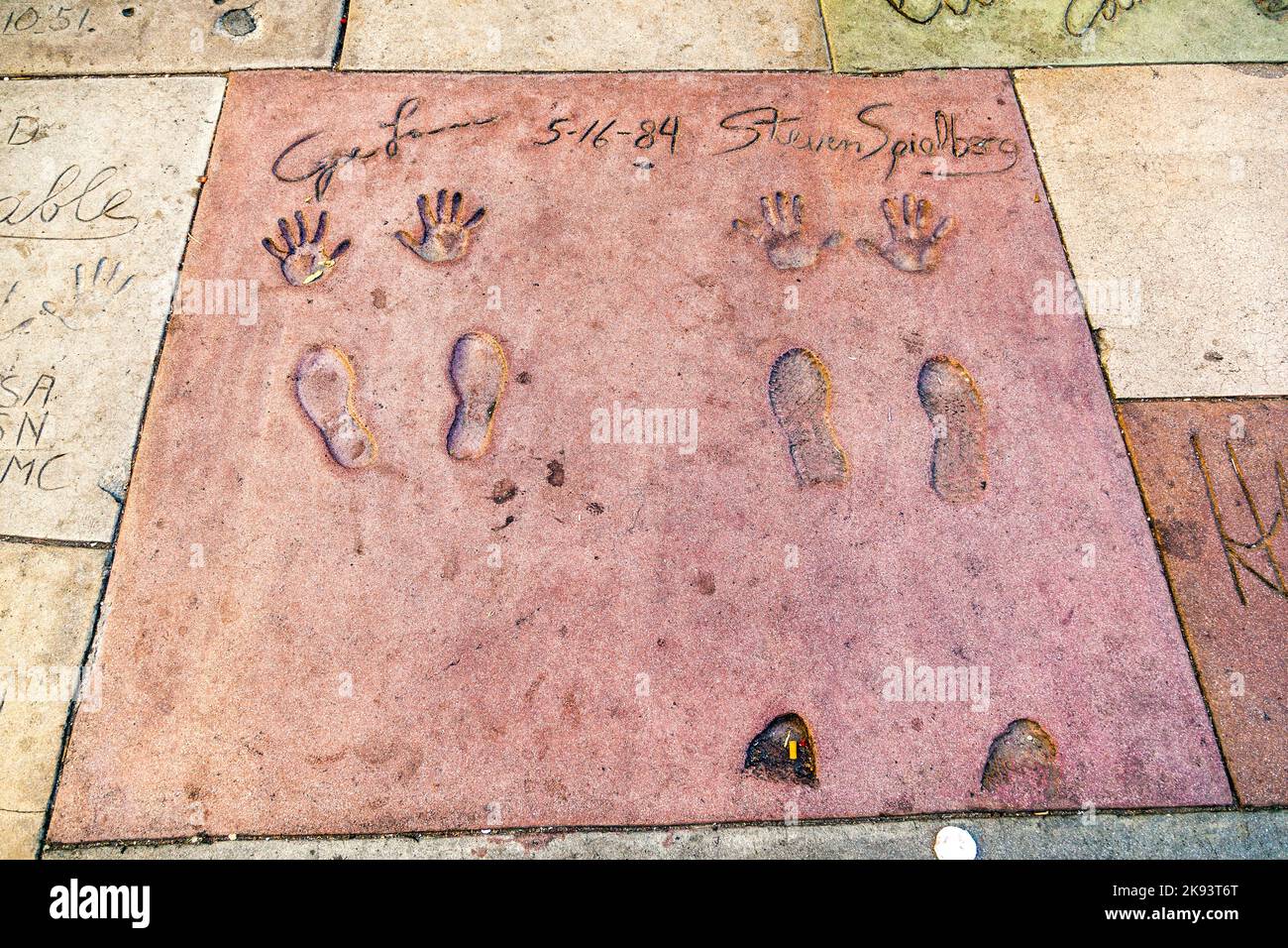 LOS ANGELES - JUNE 26: handprints of Steven Spielberg in Hollywood on ...