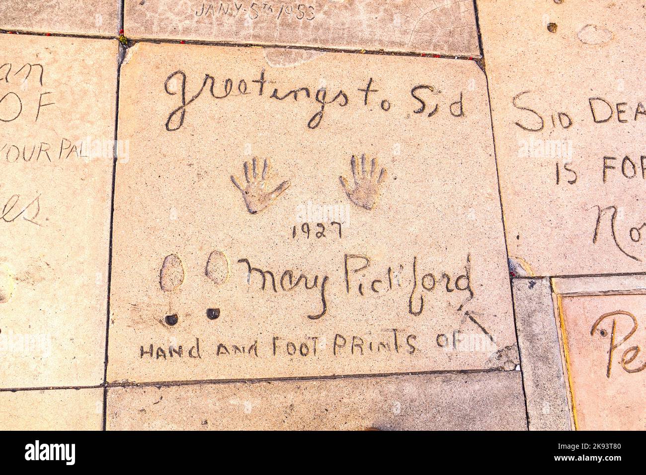 LOS ANGELES - JUNE 26: handprints of Mary Pickford in Hollywood on June ...