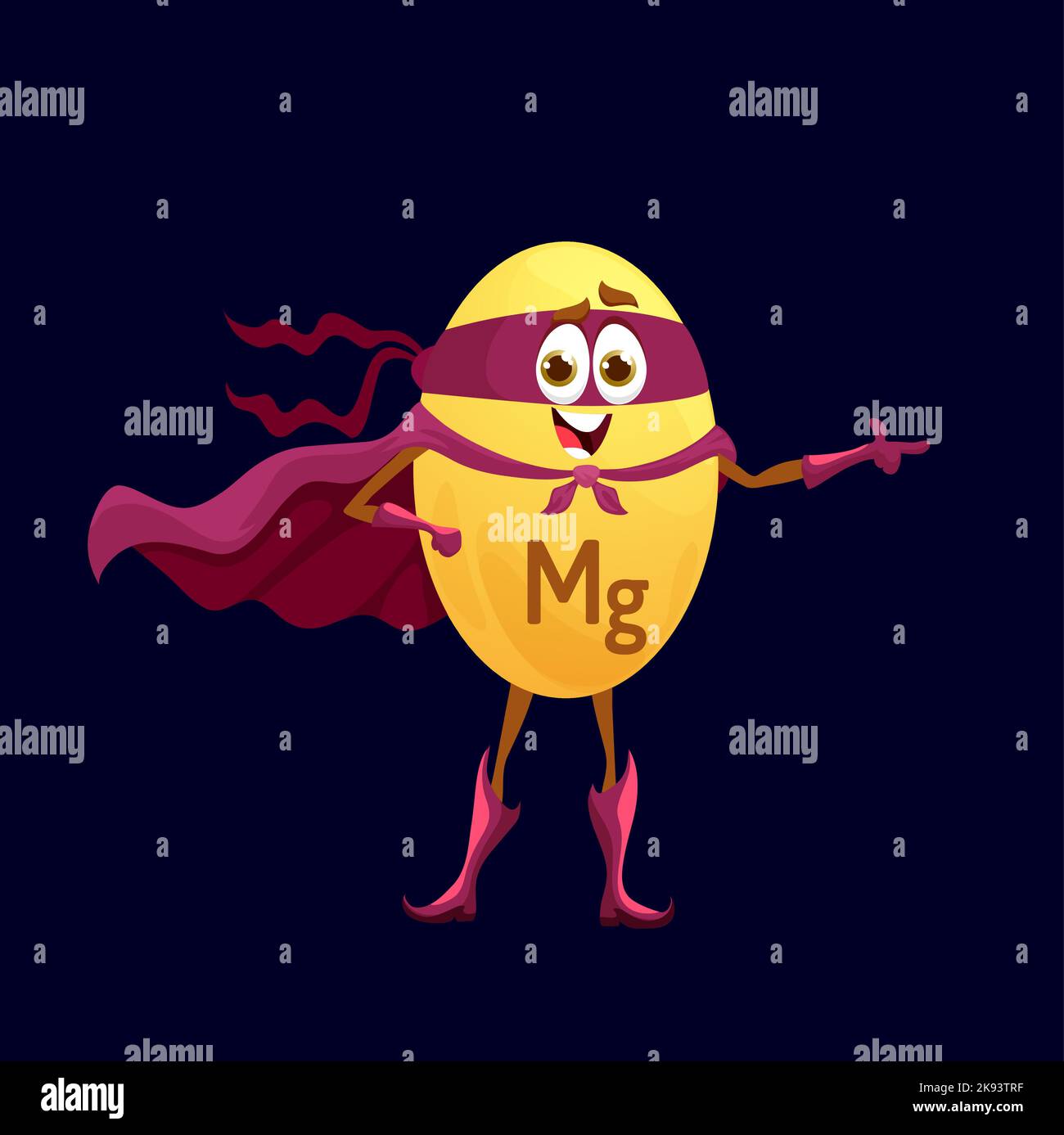 Cartoon magnesium superhero character. Isolated vector funny Mg ...