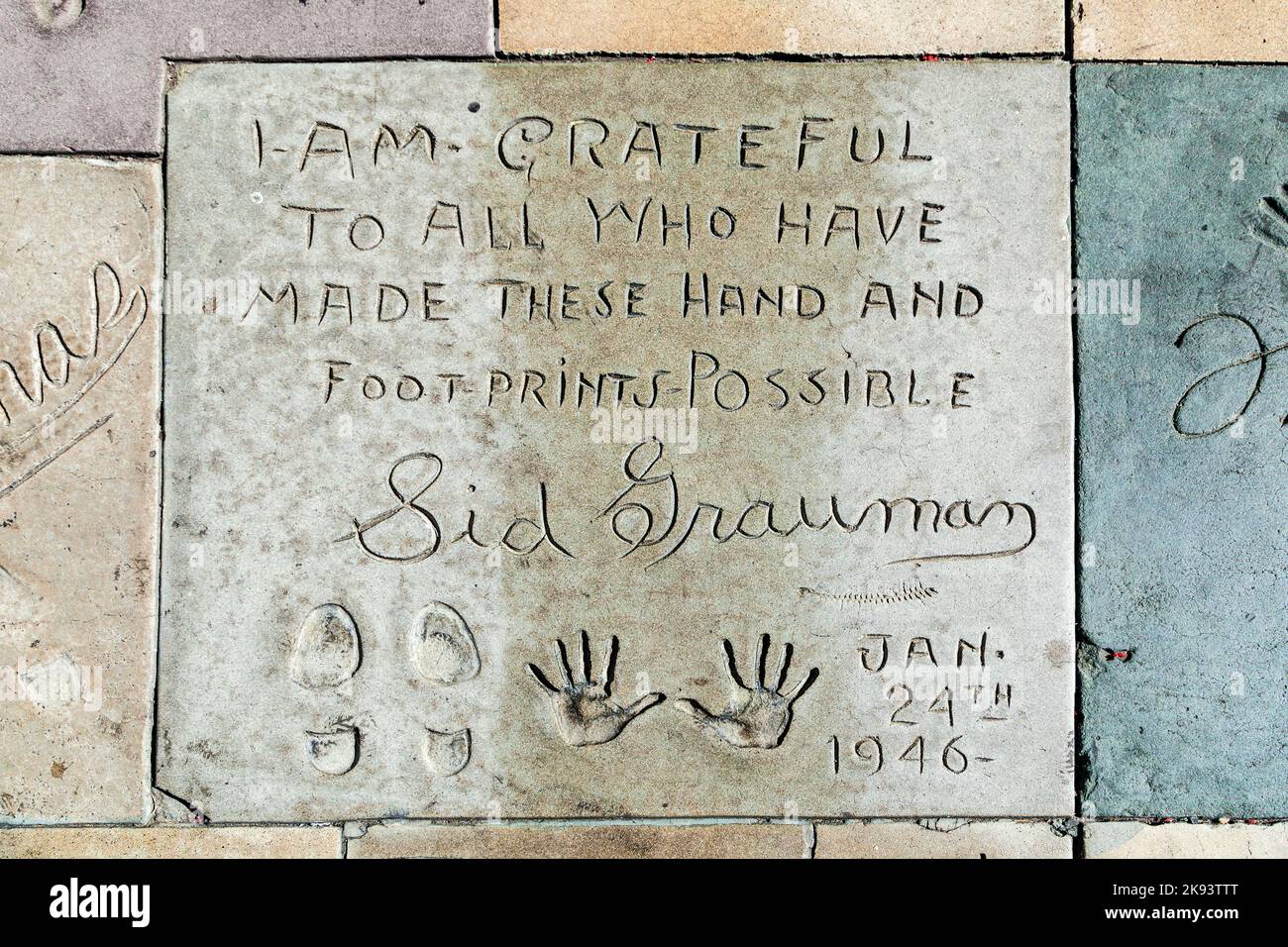 LOS ANGELES - JUNE 26: handprints of Sid Grauman in Hollywood Boulevard ...