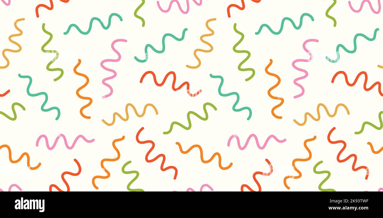 Abstract squiggle pattern background border. Fun modern border design of wavy lines in trendy ...