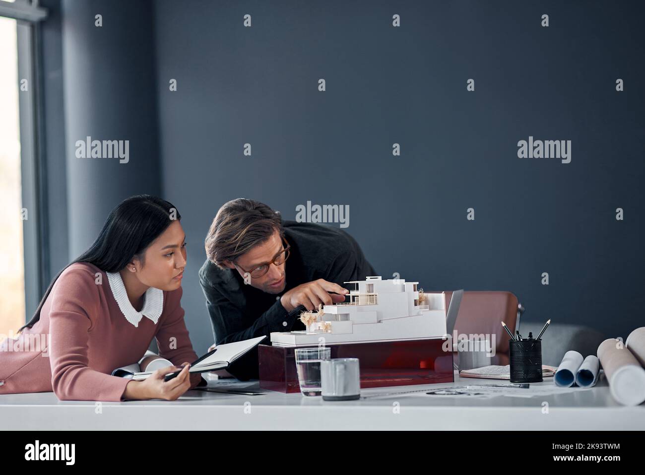 Ive Made Some Slight Adjustments Over There Two Young Architects Working Together On A Scale 