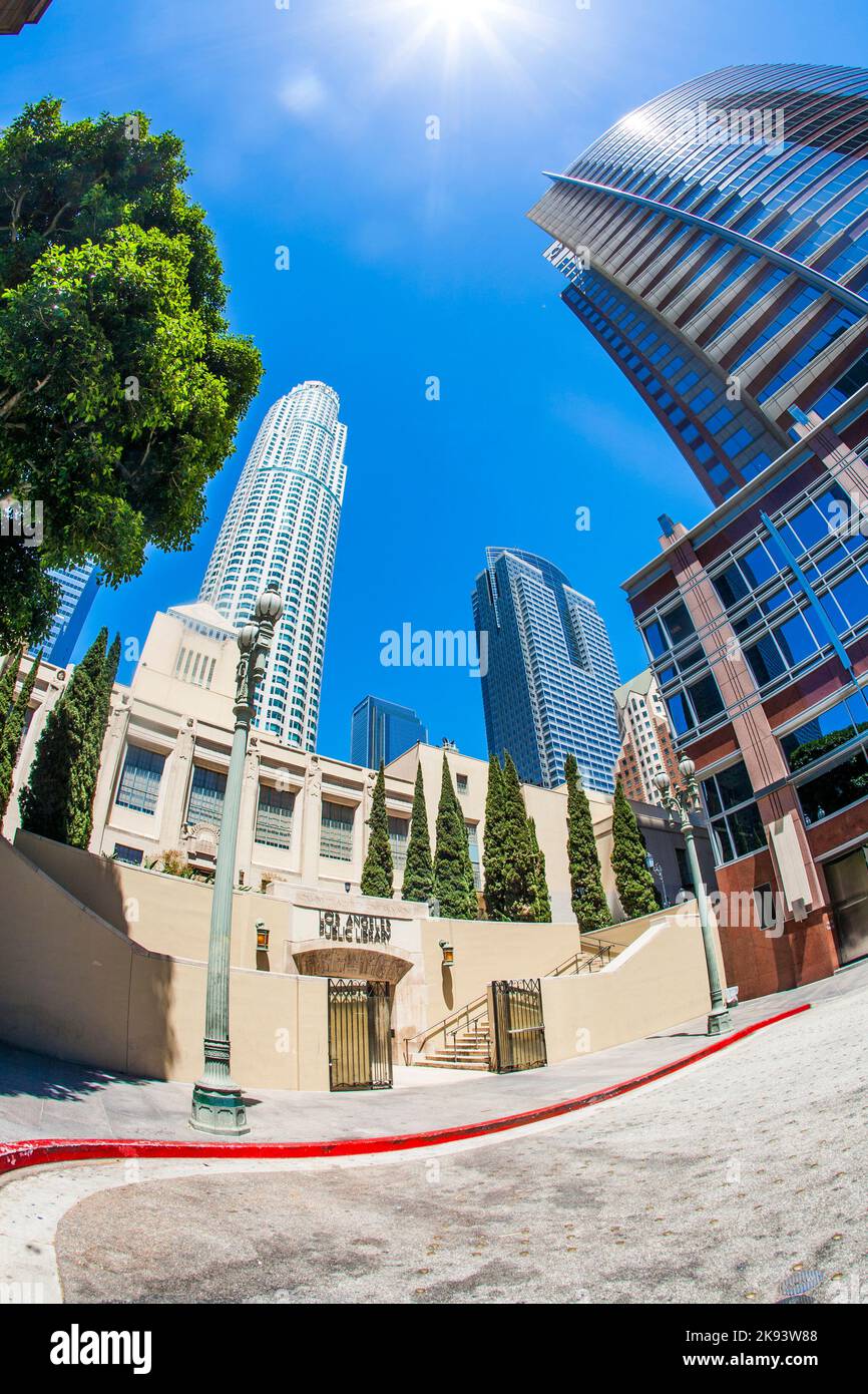 LOS ANGELES - JUNE 27: perspective of famous public Library on June 27 ...
