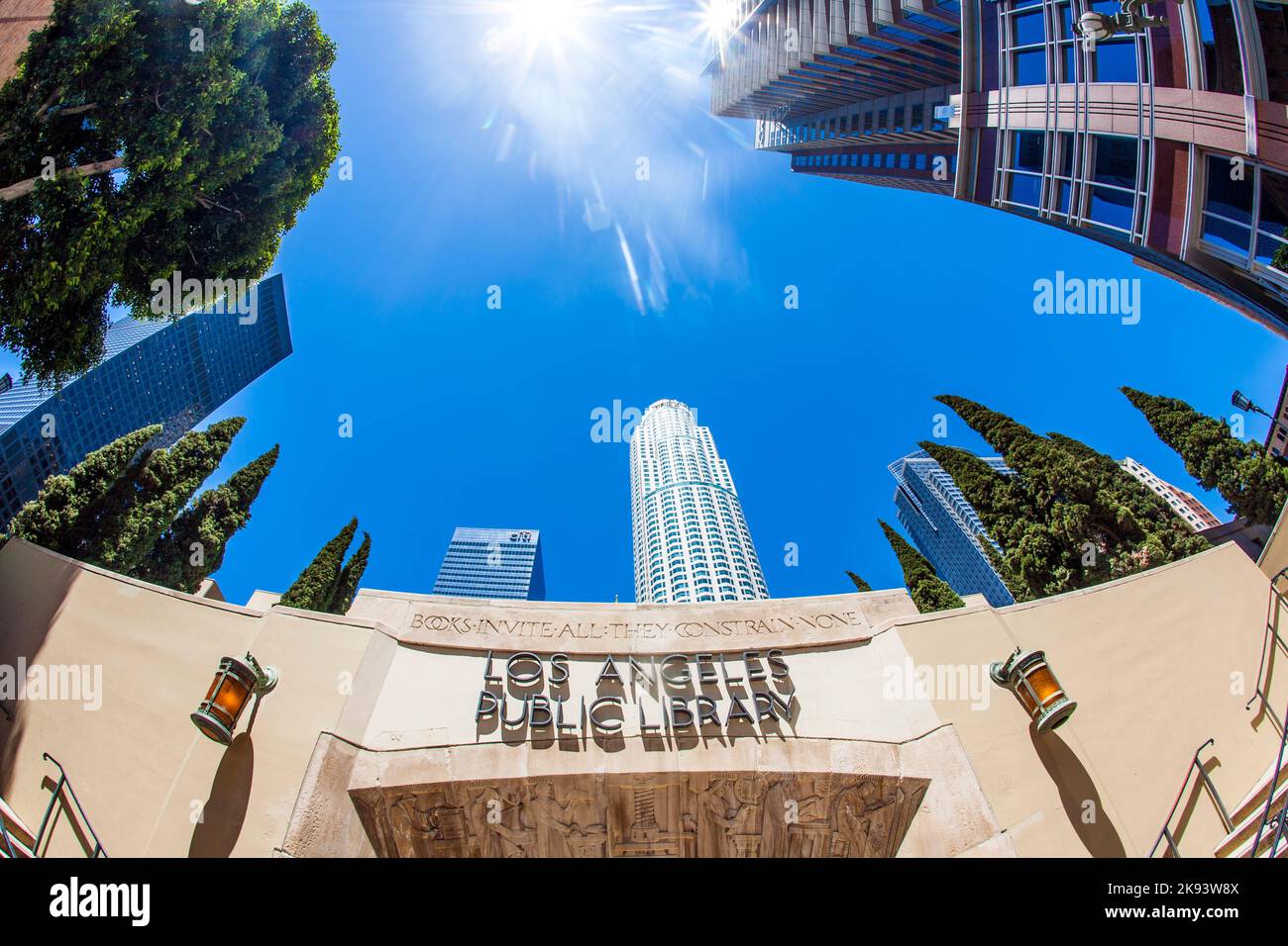 LOS ANGELES - JUNE 27: perspective of famous public Library on June 27 ...