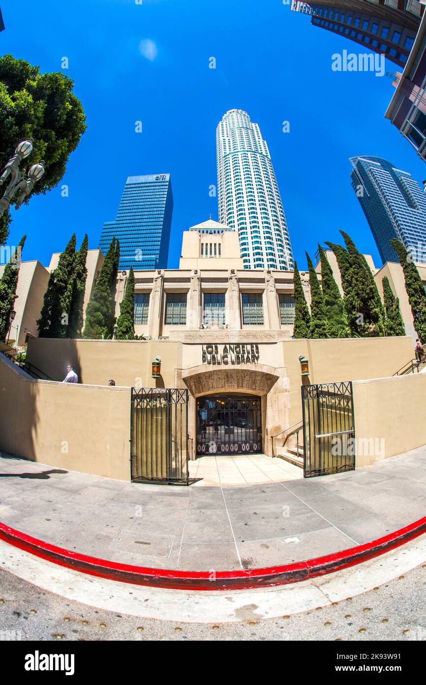 LOS ANGELES - JUNE 27: perspective of famous public Library on June 27 ...