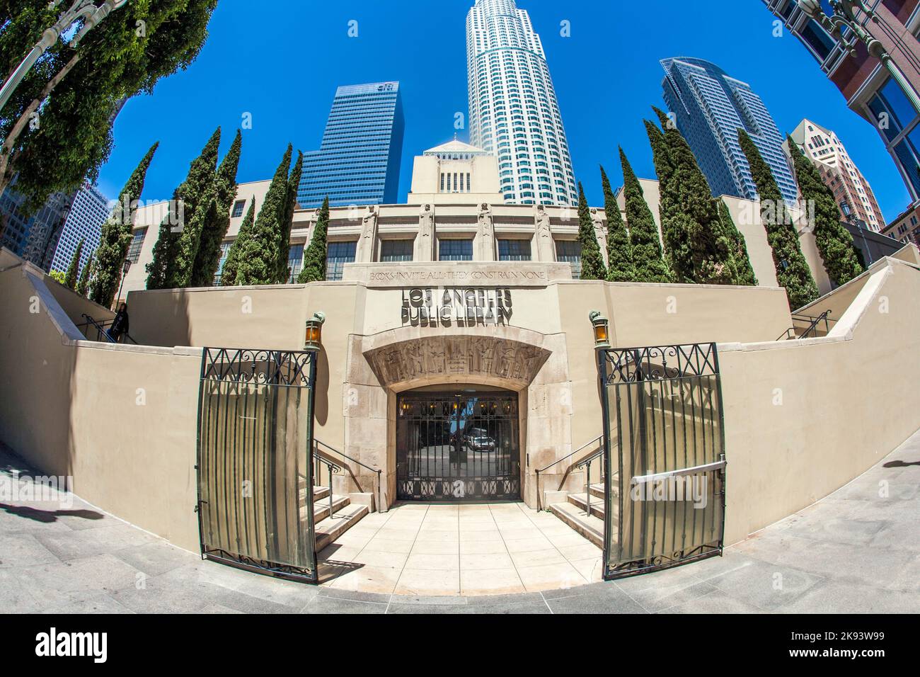 LOS ANGELES - JUNE 27: perspective of famous public Library on June 27 ...
