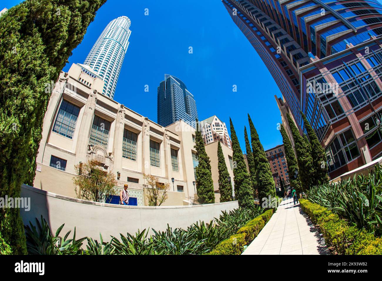 LOS ANGELES - JUNE 27: perspective of famous public Library on June 27 ...