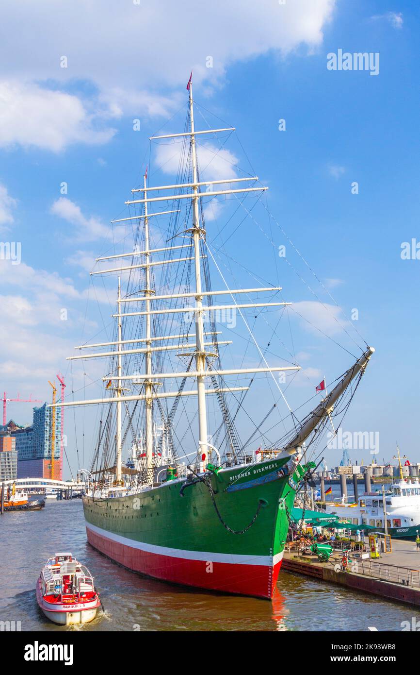 HAMBURG, GERMANY - JULY 25: historic sailor Rickmer Rickmers serves as ...