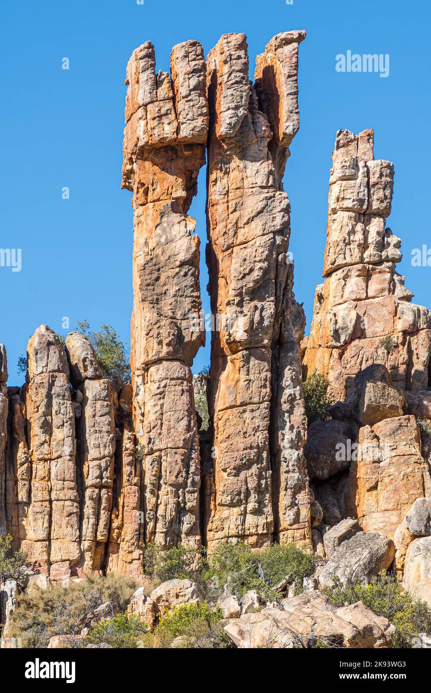 Rock formations on the Vensterklippe hiking trail at Dwarsrivier in the ...