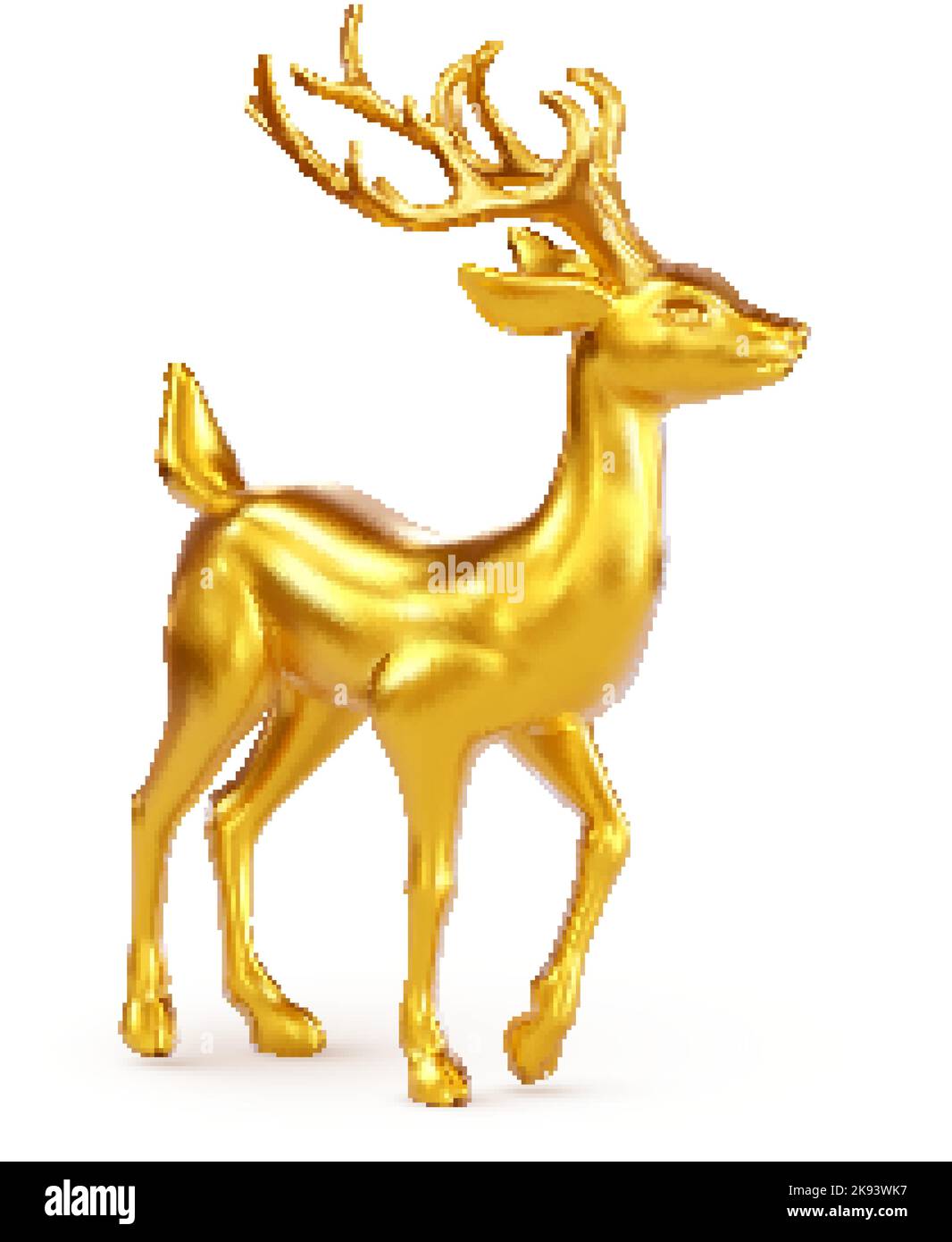 Vector Illustration of Golden Deer Figurine Volumetric 3D Design ...