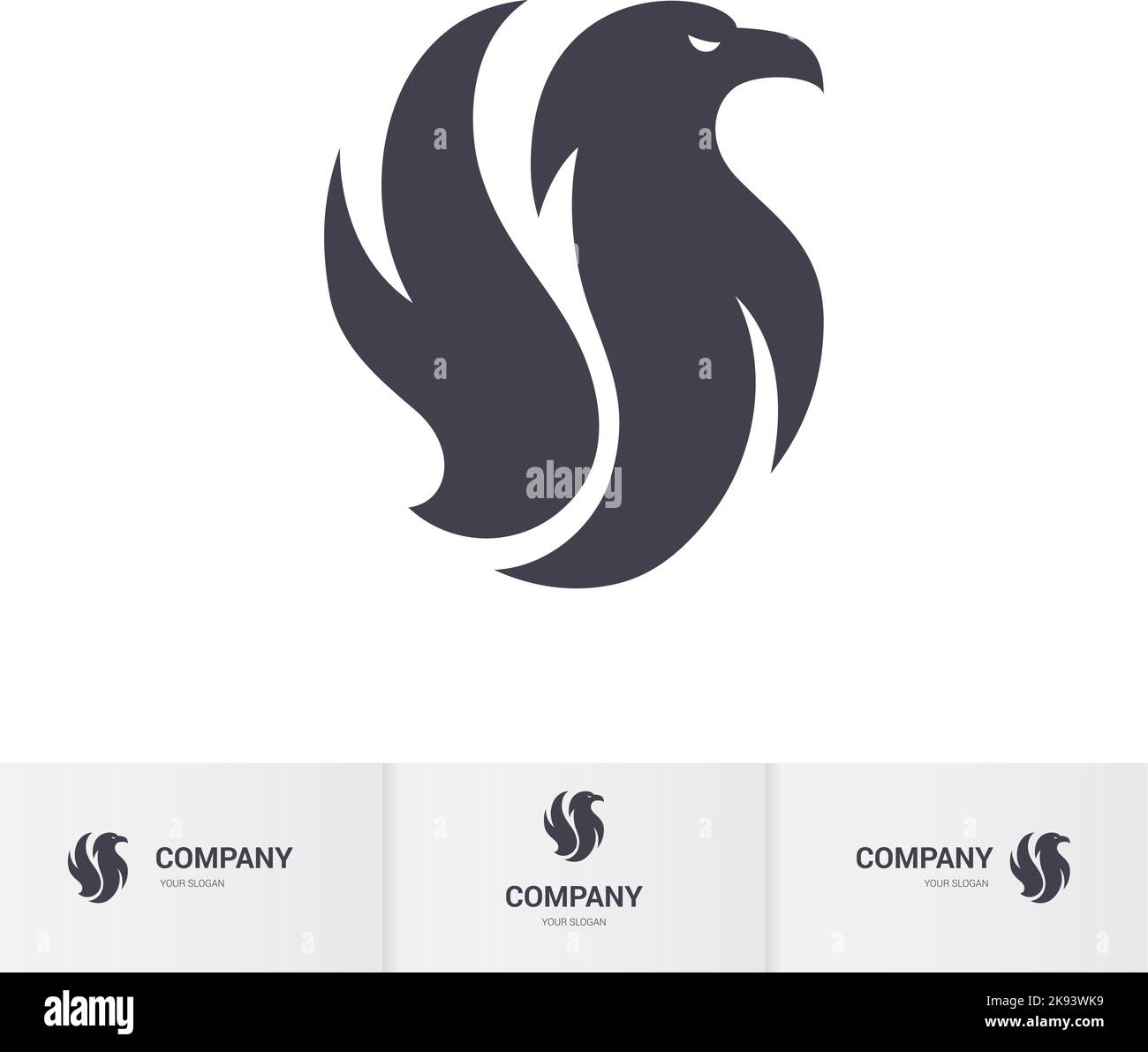 Flat Illustration of Stylized Monochrome Flaming Phoenix or Falcon ...