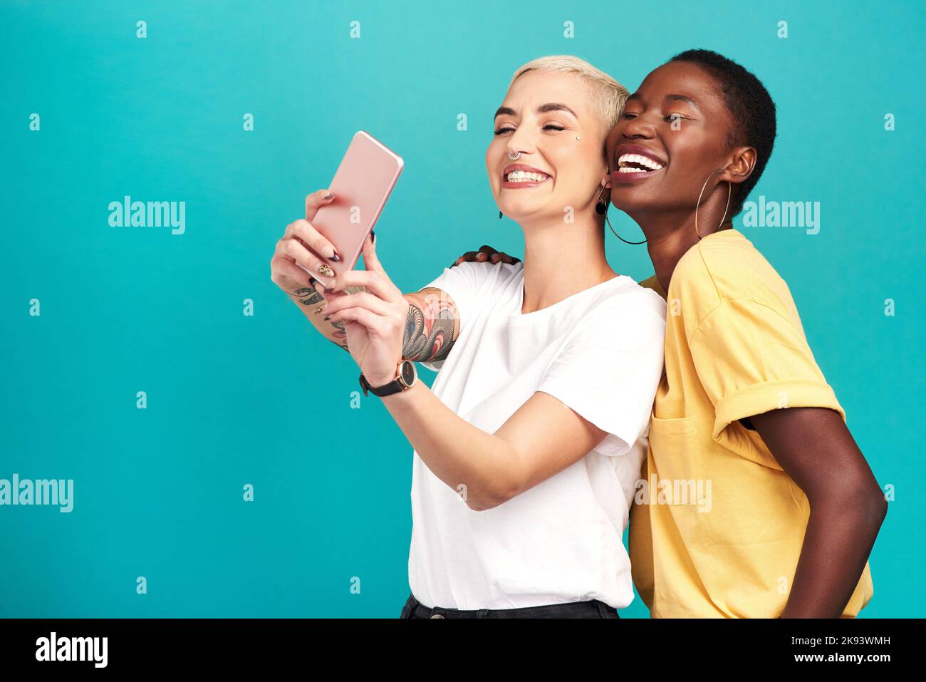 The best thing life gave me was my bestie. Studio shot of two young ...