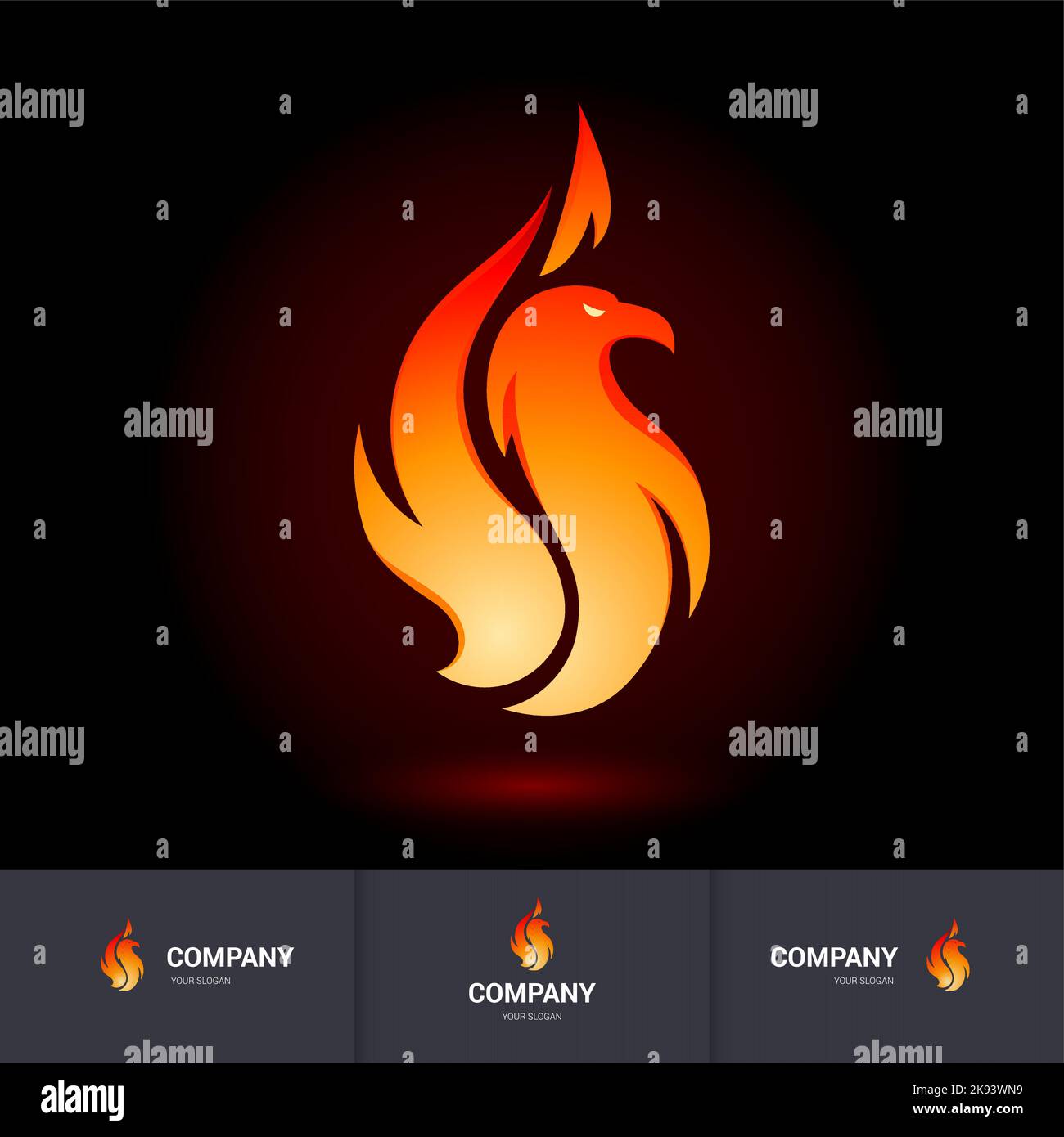 Illustration of Stylized Flaming Phoenix or Falcon, Eagle Bird Logo ...