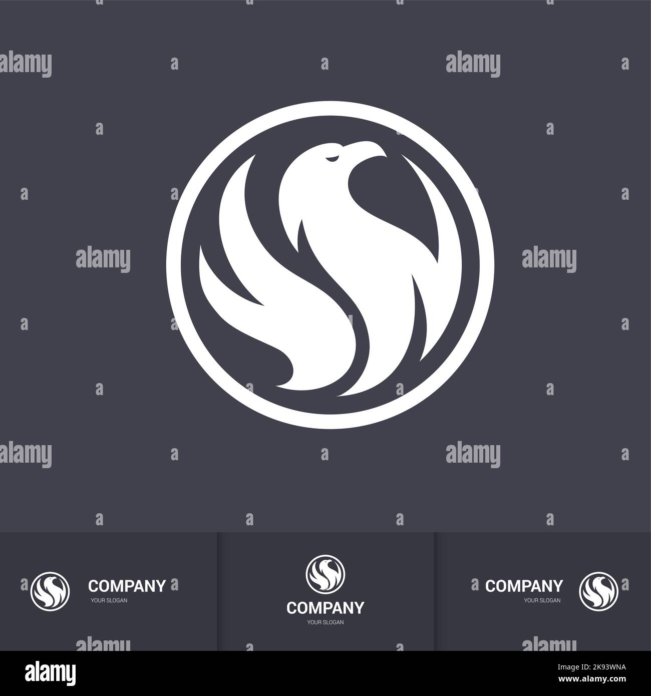 Flat Illustration of Stylized White Flaming Phoenix or Falcon, Eagle ...