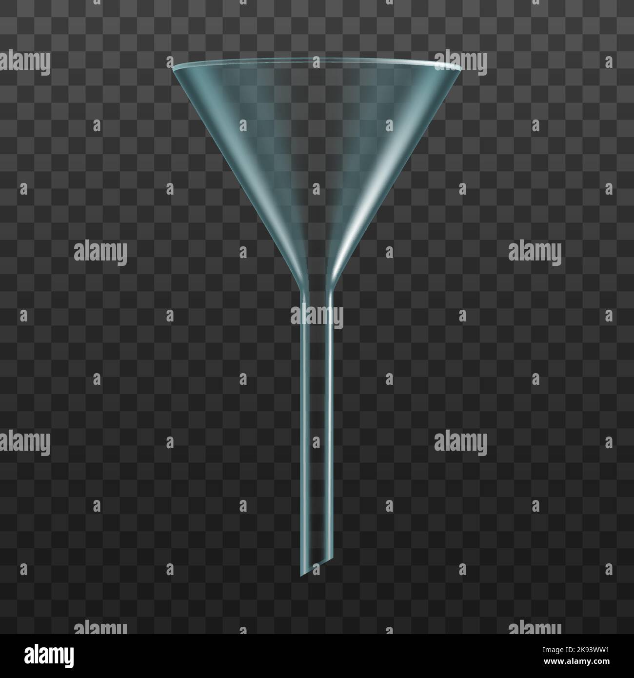 Isolated glass funnel, laboratory glassware or lab test equipment ...