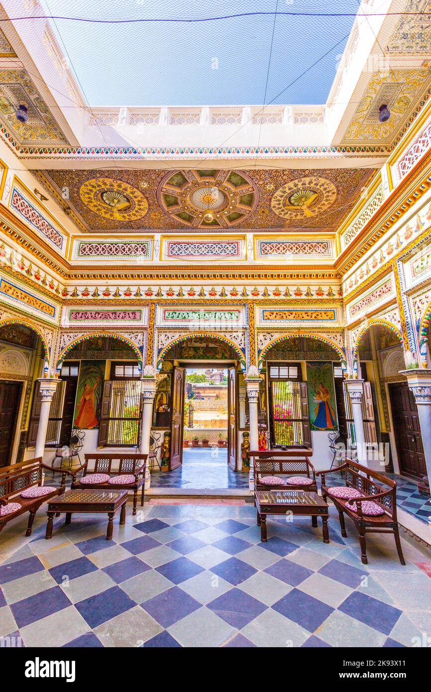 MANDAWA, INDIA - OCT 25: rooms inside the Heritage Mandawa hotel on ...