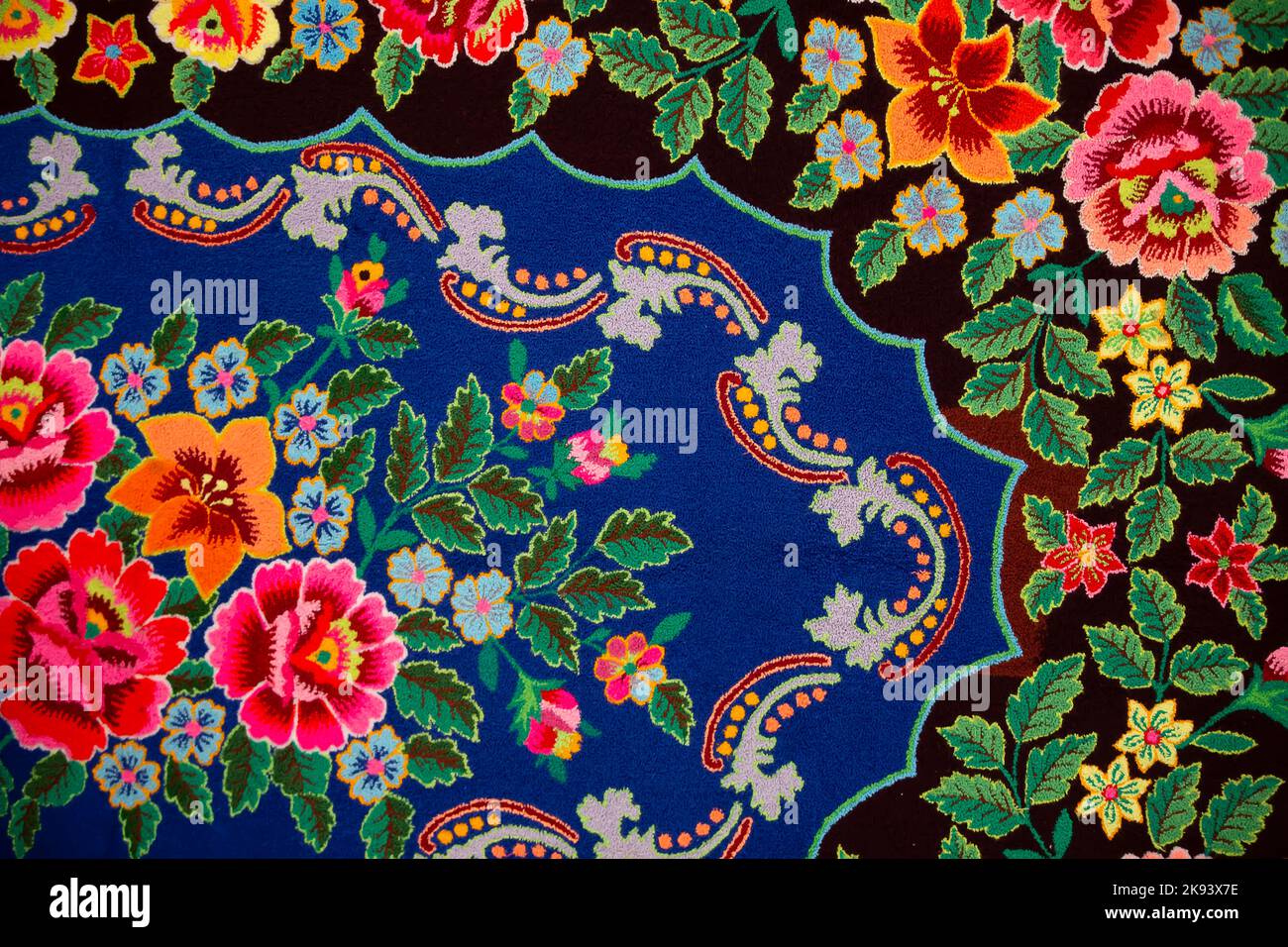 Traditional Slavic ancient embroidered bedspread. Ethnic Ukrainian or ...