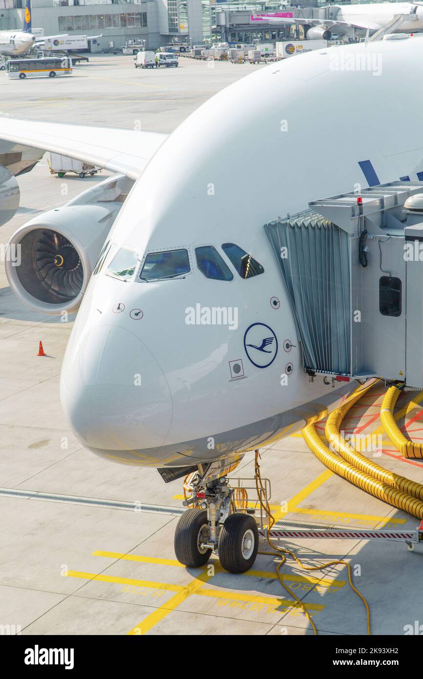 FRANKFURT, GERMANY - JULY 7: LH440 to Houston is ready for boarding on ...