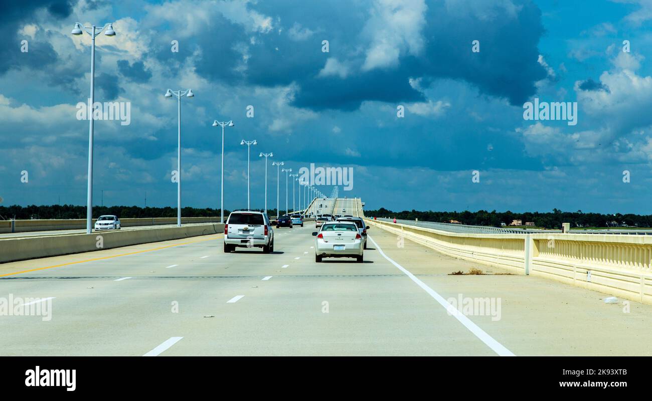 BILOXI, USA - July 17: Crossing the Biloxi Bay Bridge on July 17,2013 ...
