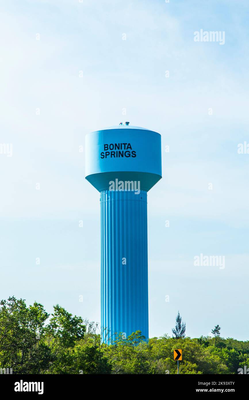 BONITA SPRINGS, USA - JULY 27: blue painted Water Tower on June 27,2013 ...