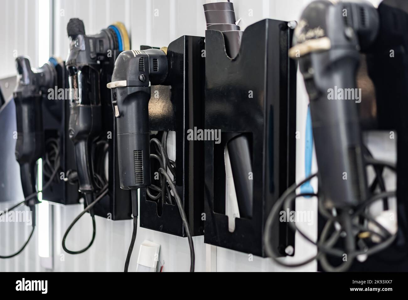 Working tools in a car detailing center Stock Photo - Alamy