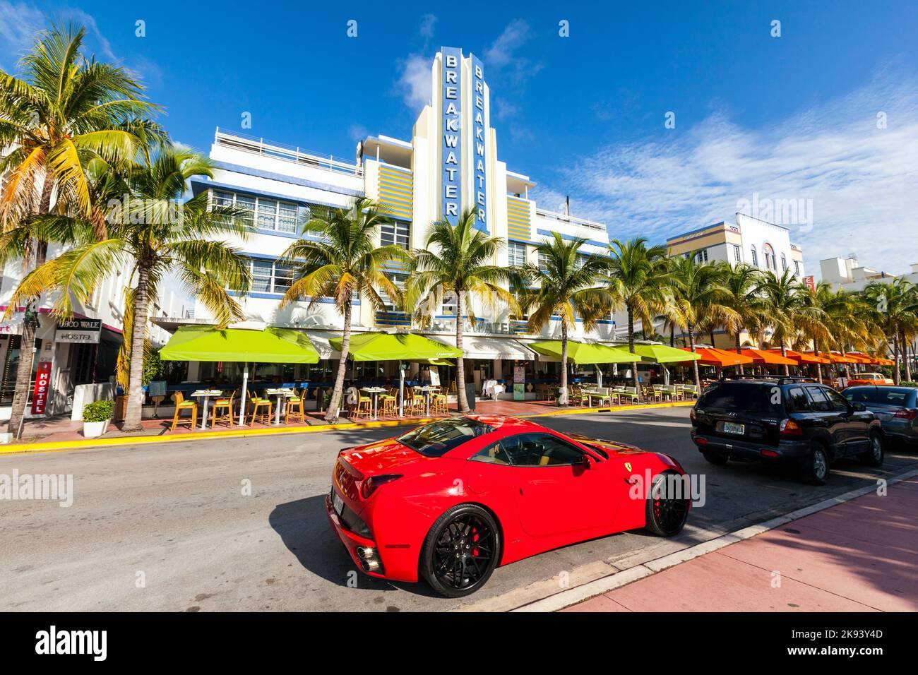 MIAMI - AUGUST 5: Breakwater hotel located at Ocean Drive and built in ...