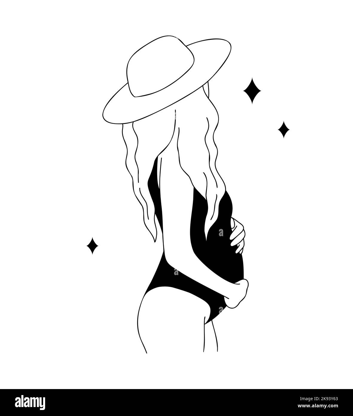 Linear Pregnant Woman Abstract Female Silhouette Prenatal Period