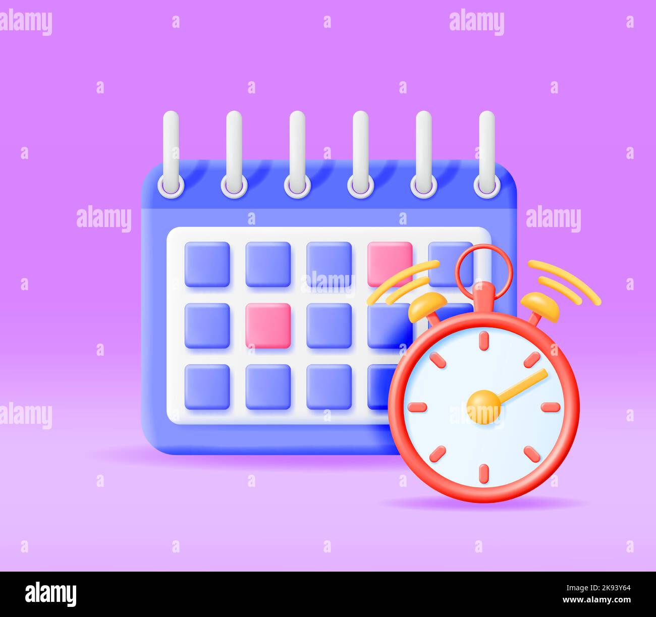 3D Paper Spiral Wall Calendar and Clocks Isolated Stock Vector Image ...