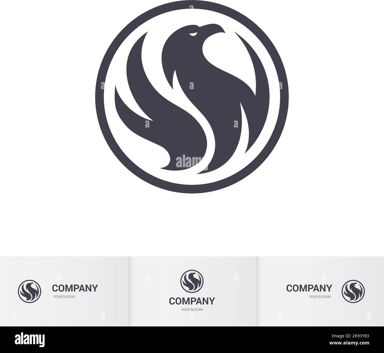Flat Illustration of Stylized Flaming Phoenix or Falcon, Eagle Bird ...