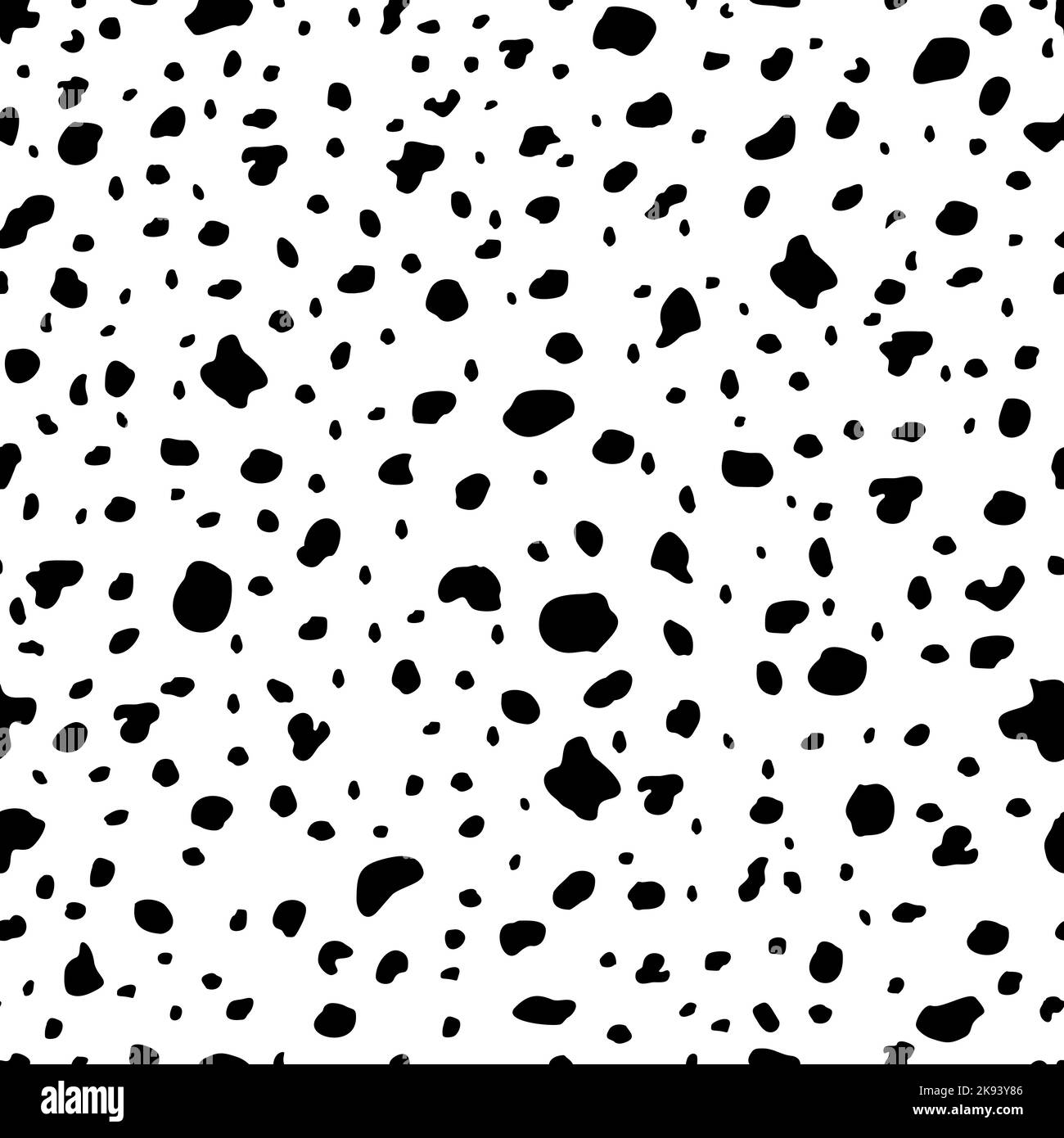 Dalmatian or cow seamless pattern, vector background with black stains ...