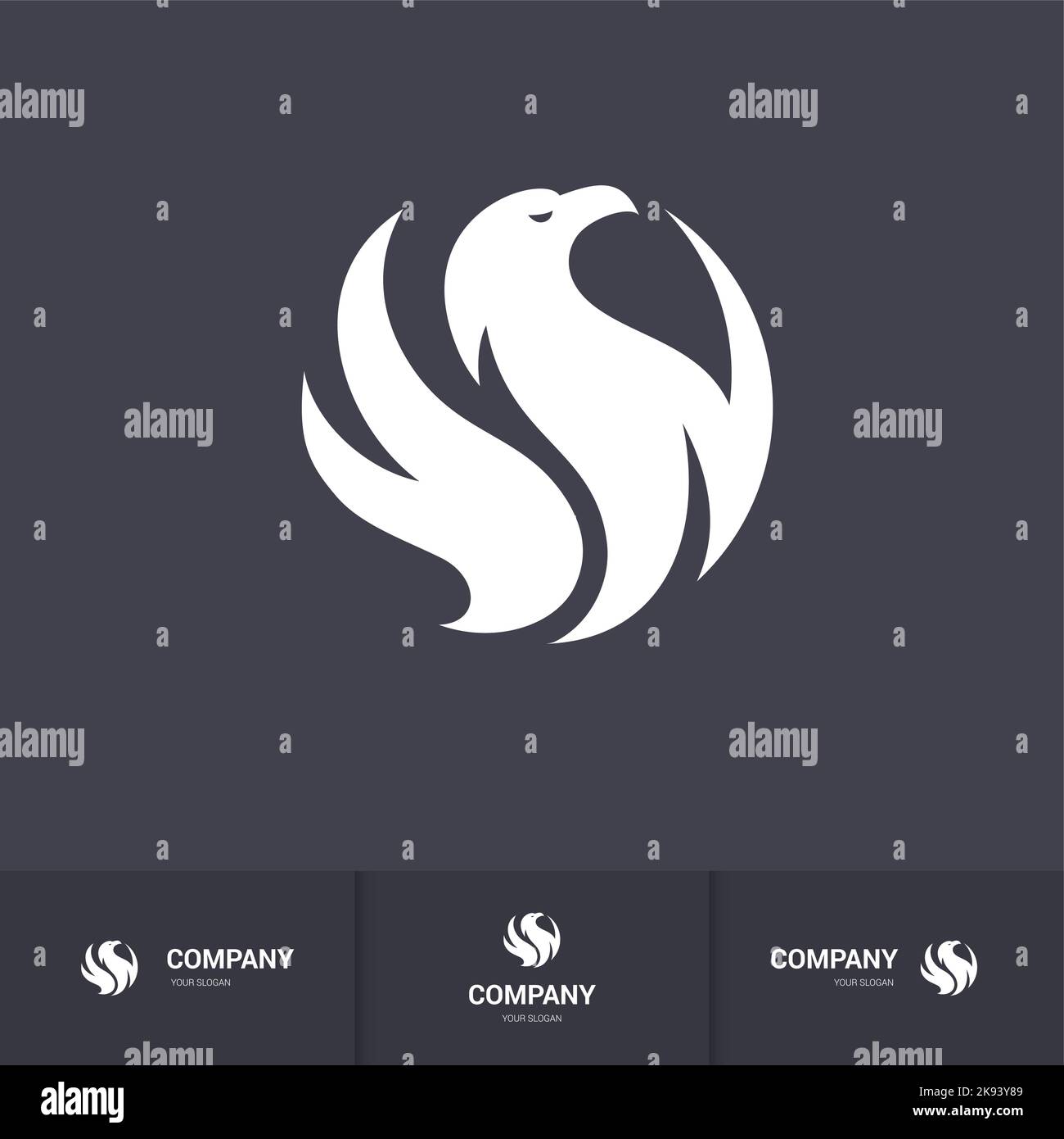 Flat Illustration of Stylized Monochrome Flaming Phoenix or Falcon ...