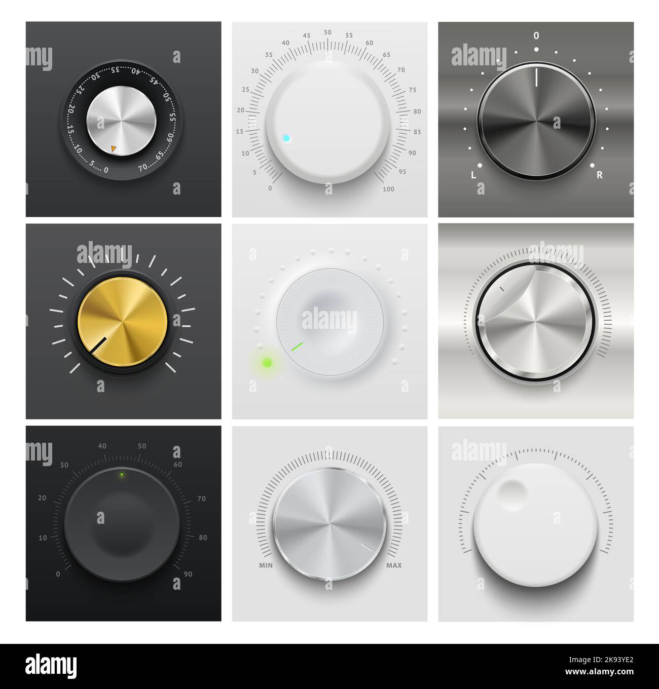Volume dial knob, music amplifier regulator. Music player interface ...