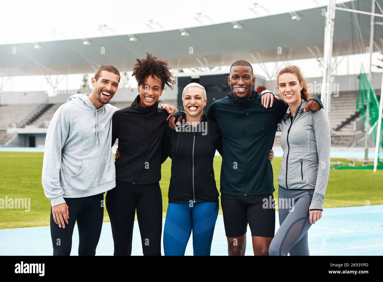 The sports team that win gold every time. Cropped portrait of a diverse ...