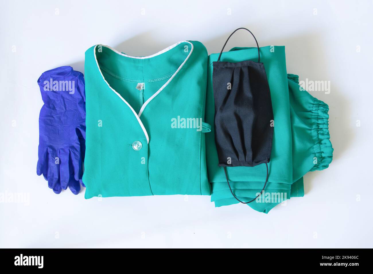 nurse work clothes in ukrainian hospital on white background Stock ...