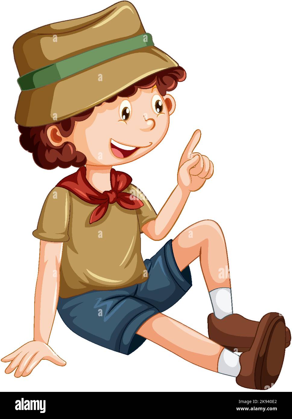 Camping boy sitting cartoon character illustration Stock Vector Image ...