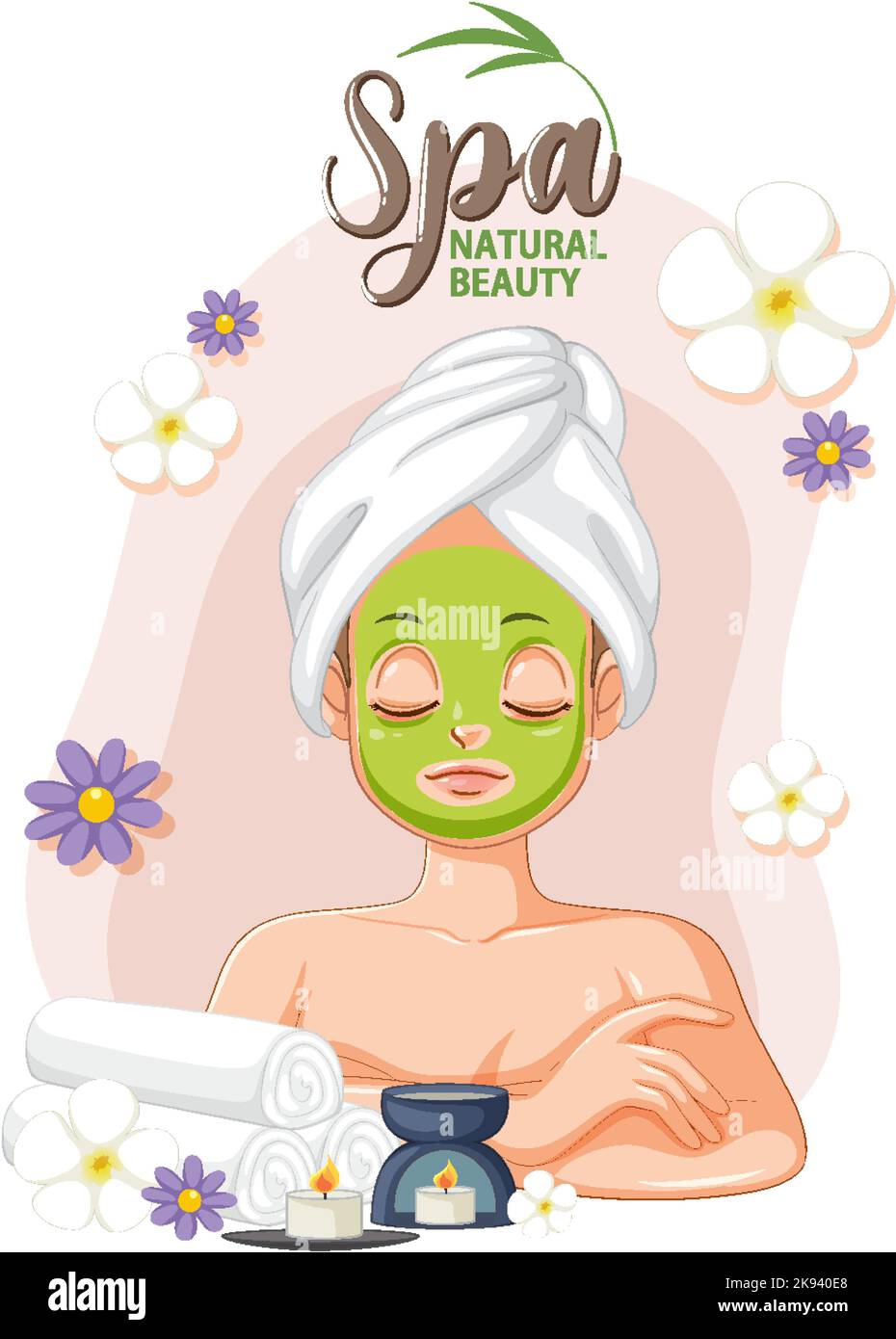 Spa woman applying facial mask illustration Stock Vector Image & Art ...