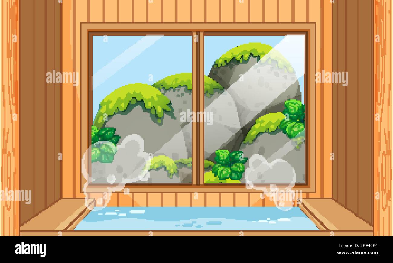 Sauna room with hot tub spa illustration Stock Vector Image & Art - Alamy