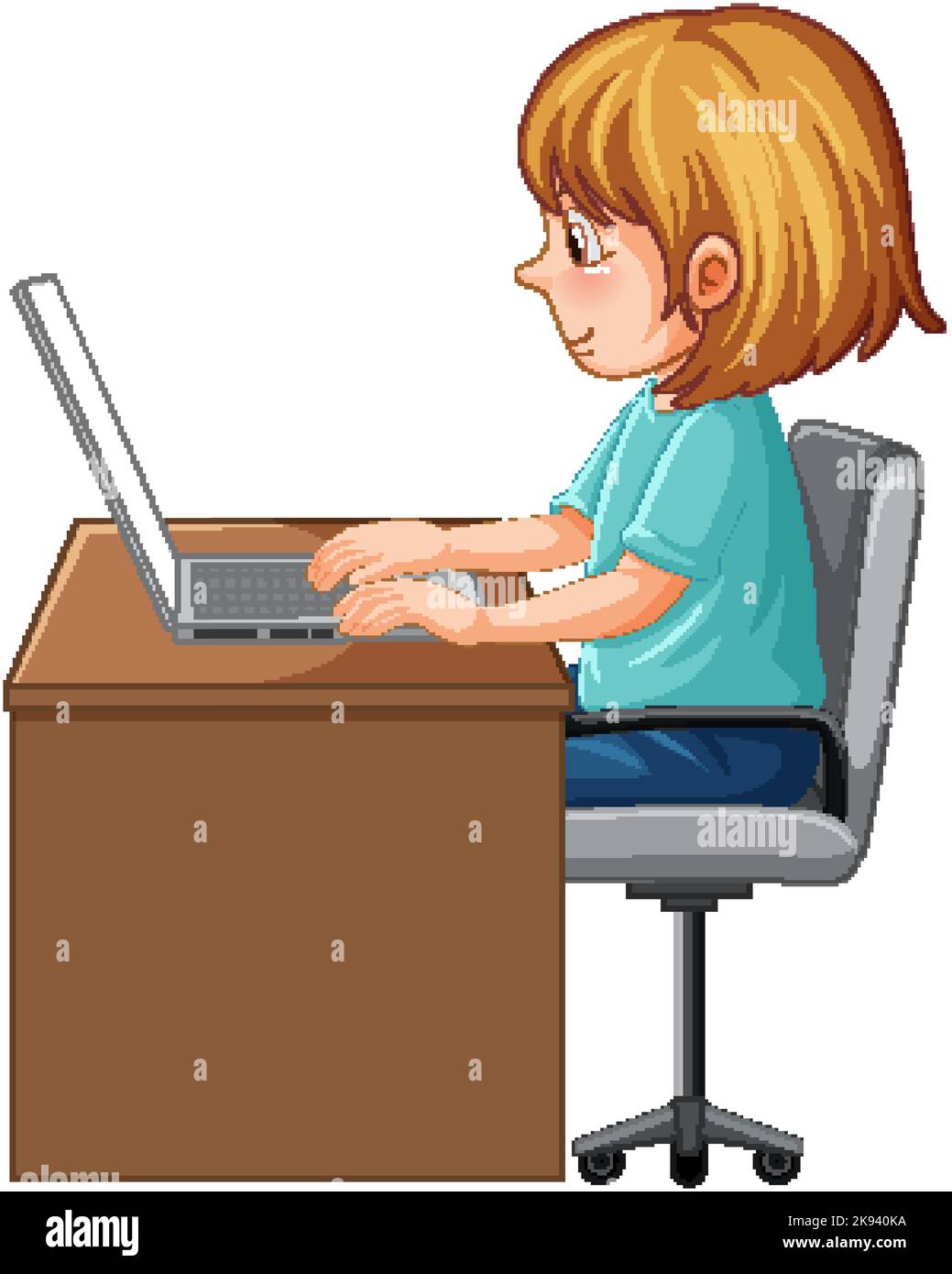 A Girl Using Laptop Cartoon Illustration Stock Vector Image And Art Alamy