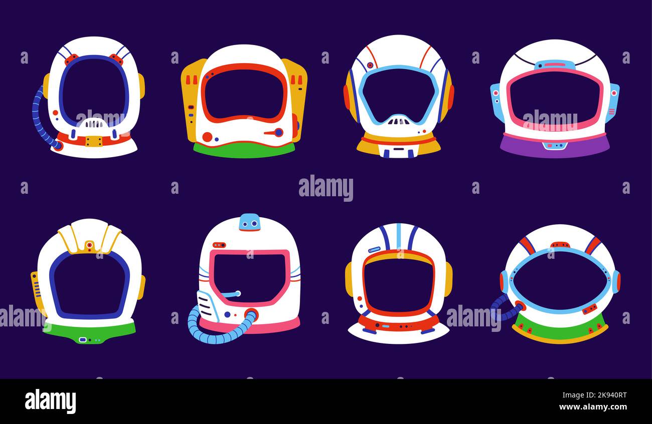 Kids astronaut space helmet for photo booth, vector spaceman cosmonaut ...