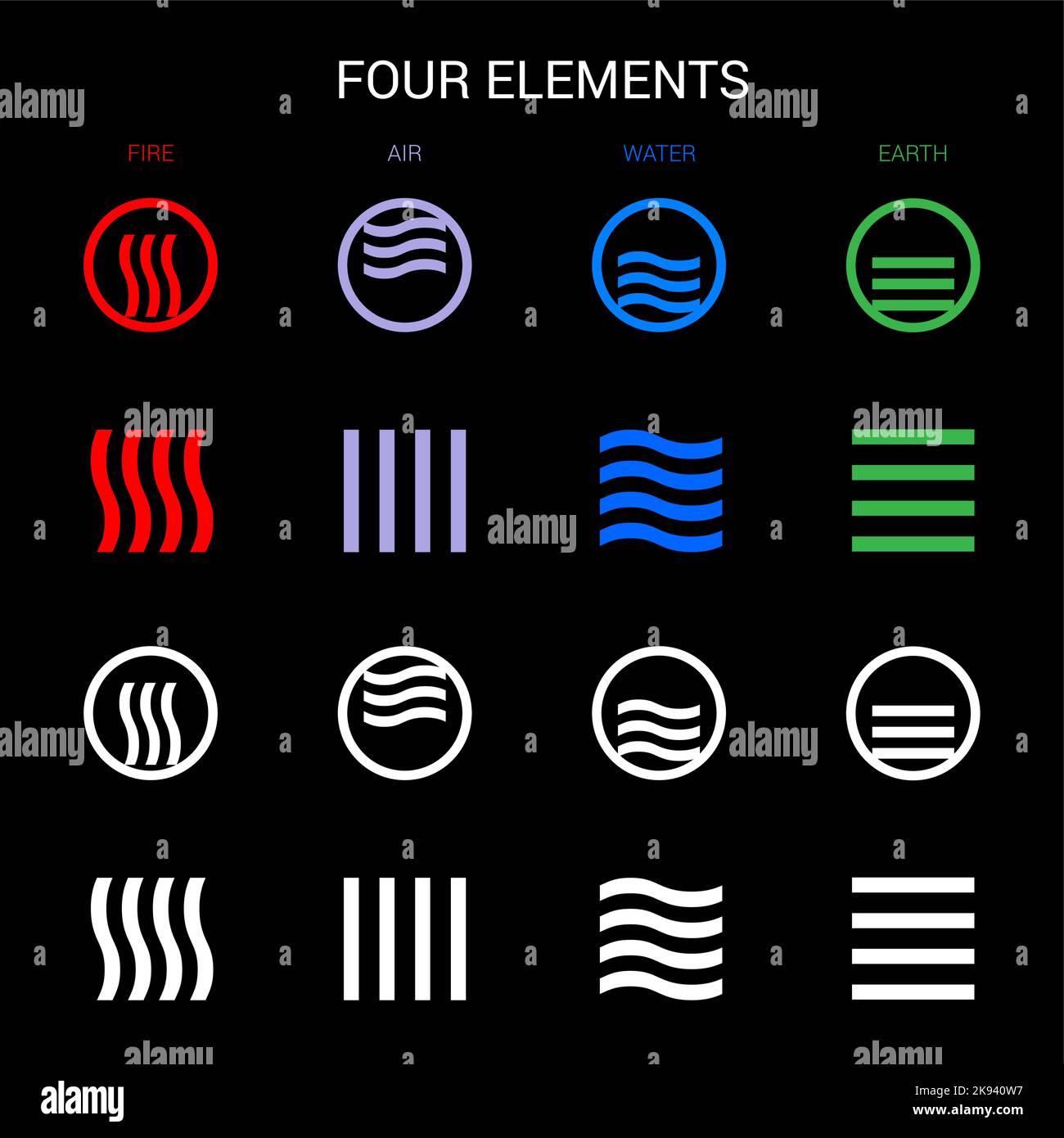 Four Elements of Nature Fire, Air, Water, Earth. Templates for ...