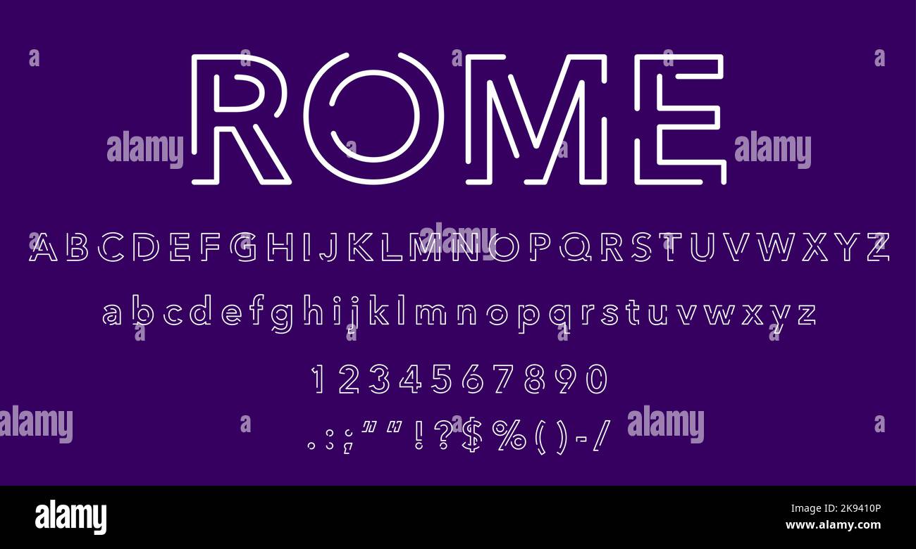 Slim linear font type, typeface alphabet of line letters, vector ...