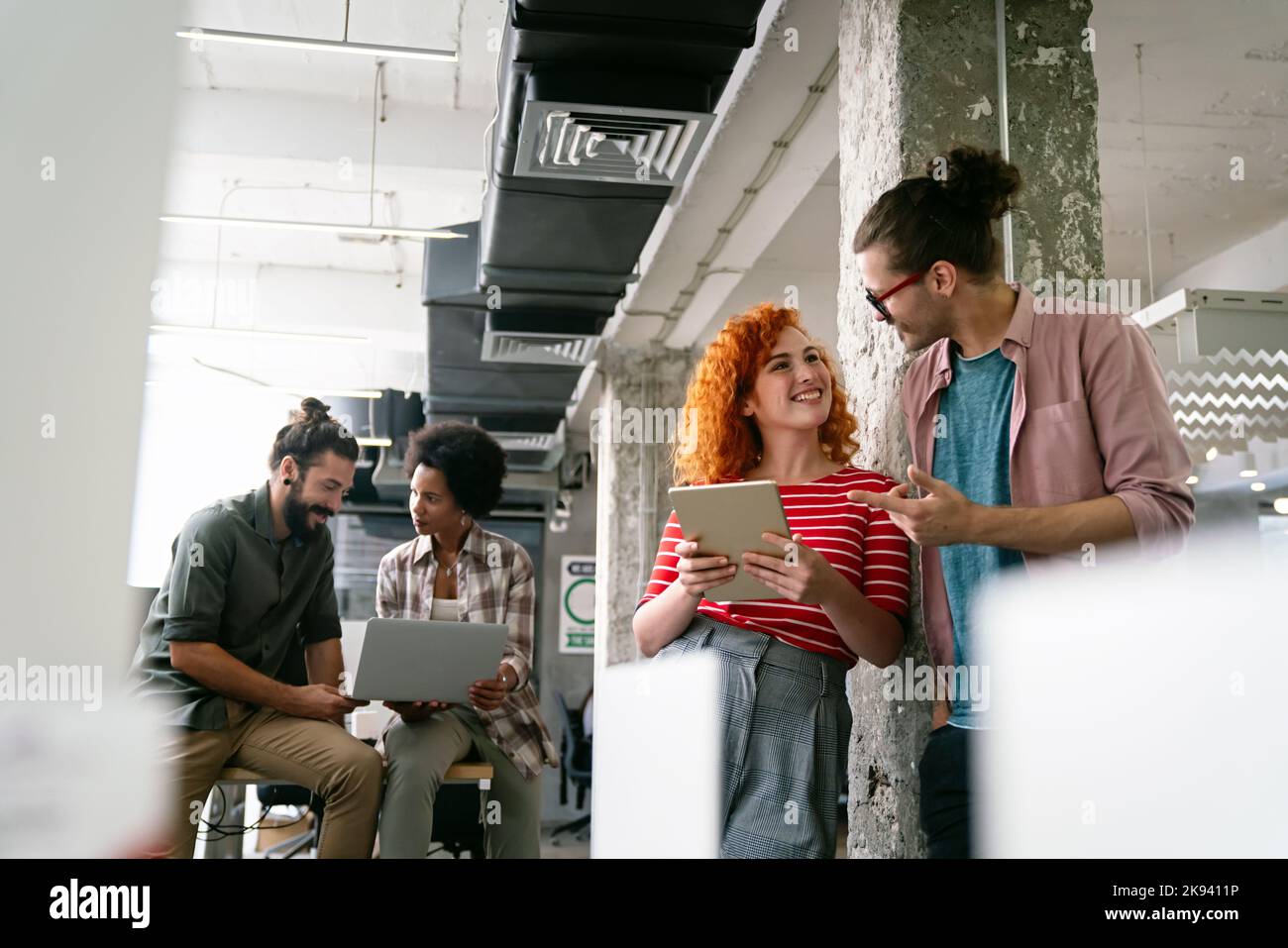 Collaboration and analysis by business people working in office Stock ...