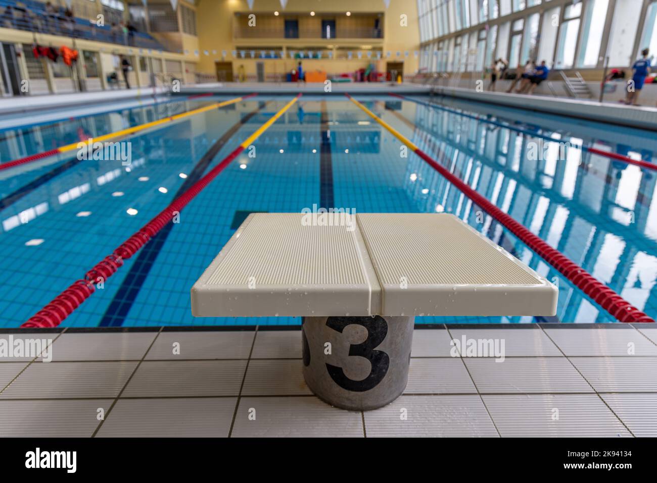 Starting block on a pool basin Stock Photo - Alamy