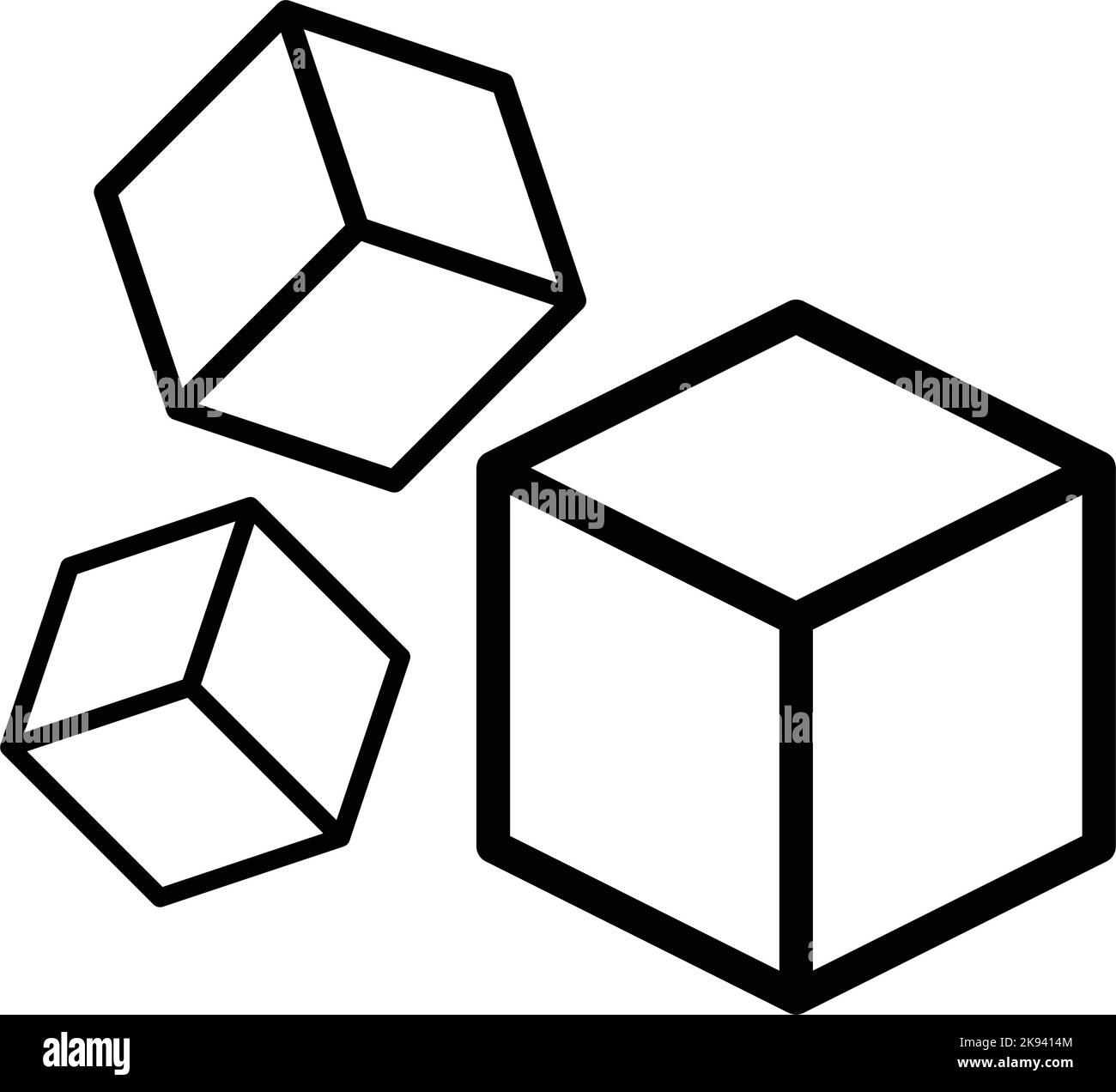 Cube icon, cuboid shape vector element for preschool, kindergarten and ...